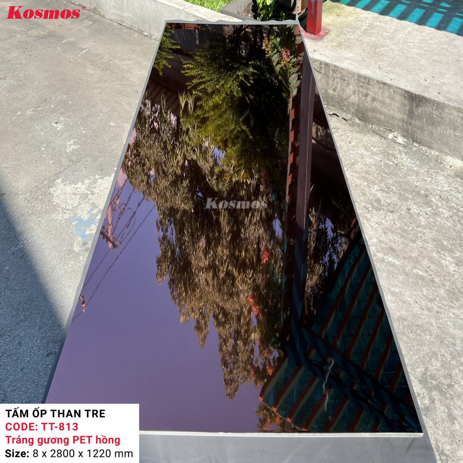 Tấm ốp than tre tráng gương hồng TT813 - Sàn gỗ nam phát